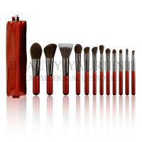 China ISO9001 Premium Private Label Red Handle Face Makeup Brush Set 13.6cm Length for sale