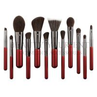China ISO9001 Premium Private Label Red Handle Face Makeup Brush Set 13.6cm Length for sale