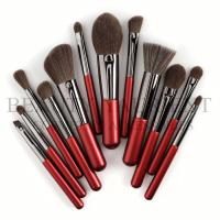China ISO9001 Premium Private Label Red Handle Face Makeup Brush Set 13.6cm Length for sale