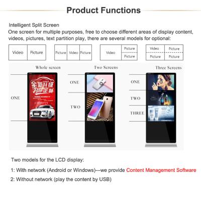 China 43 55 65 75 Indoor Floor Standing Kiosk Interactive Advertising LCD Display for sale