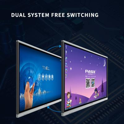 China 75 Inch 4K Interactive Whiteboard with IR Touch and Built in i3 i5 i7 CPU Smart Speakers for sale