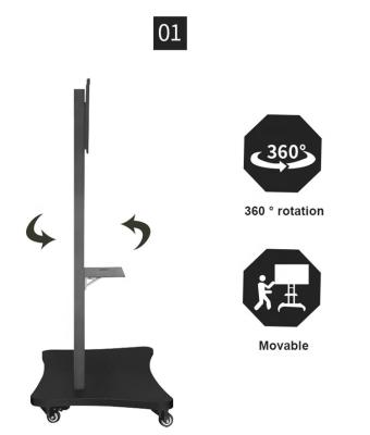 China Movable Exhibition Floor Stand With Wheels For 60 65 70 75 85 86 Inch Screen Interactive Monitors for sale