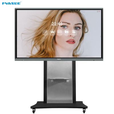 China Movable Exhibition Floor Stand With Wheels For 60 65 70 75 85 86 Inch Screen Interactive Monitors for sale
