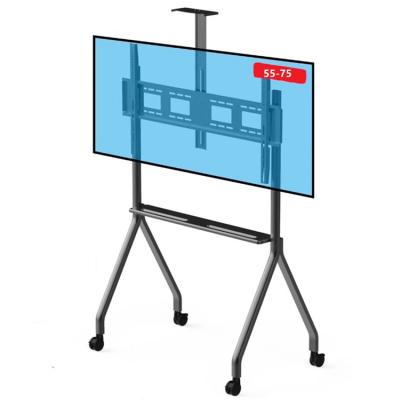 China Movable Exhibition Floor Stand With Wheels For 60 65 70 75 85 86 Inch Screen Interactive Monitors for sale