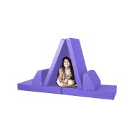 China Purple Versatile Microsuede Fabric Foam Play Couch For Playroom for sale