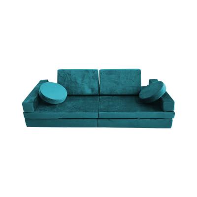 China Luxury Velvet Fabric Play Couch Set High Density Foam Modular Sectional Sofa for sale