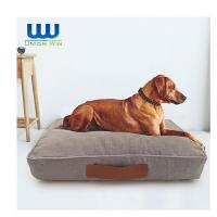 China Orthopedic Foam Linen Polyester Washable Dog Bed Super Thick for sale
