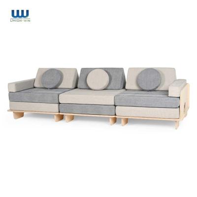 China Wooden Frame Multi Functional Sectional Sofa Couch Furniture 3 Seats for sale