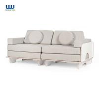 China 2 Seats Foam Play Couch Wear Resistant Fabric With Wooden Chair for sale