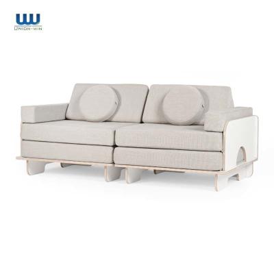 China 2 Seats Foam Play Couch Wear Resistant Fabric With Wooden Chair for sale