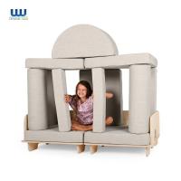 China 2 Seats Foam Play Couch Wear Resistant Fabric With Wooden Chair for sale