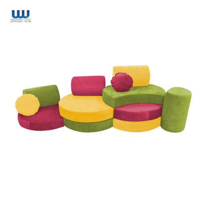 China Kid'S modular foam play couch Furniture Circle Sofa With Micro Suede Fabric for sale
