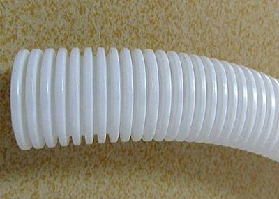 China White Corrugated Flexible Tubing , corrugated plastic wire protection for sale