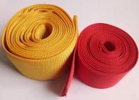 China Polyester Nylon Webbing , Red Yellow Woven Webbing For Protective Rubber Hose for sale