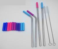 China Tooth Protection Flexible Silicone Tubing Food Grade Stainless Steel Straw Head Silicone Sleeve for sale