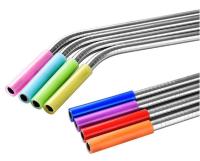 China Food Grade Flexible Silicone Tubing Straw Sleeve Tip Round Shape FDA SGS Certificated for sale