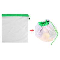 China Reusable Eco Friendly Mesh Kitchen Fruits and Food Storage Bags Produce Black Rope Mesh Bags White Premium Polyester for sale