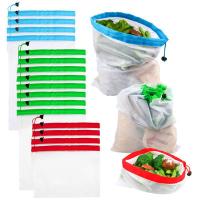 China Fruit Vegetable Toys Washable Pouch Black Rope Reusable Produce Shopping Mesh Storage Bags for sale