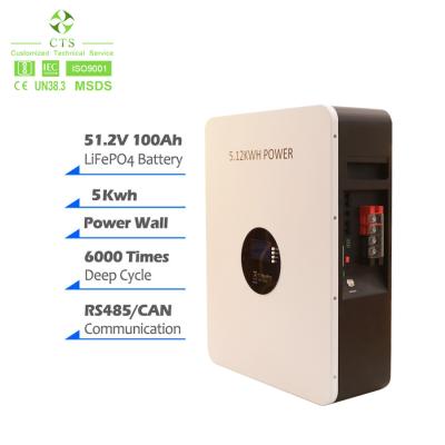 China Home Solar Battery Storage System with 48V 51.2V 100Ah LiFePO4 Battery 5kWh 10kWh PowerWall for sale