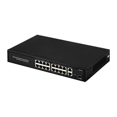 China 16 Port PoE Switch 10/100Mbps 2 Uplink 1 SFP 30W per Port 250m Transmission for sale