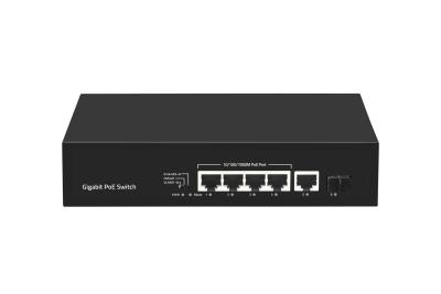 China 6 Port Gigabit PoE Switch with 4 PoE Ports 1 RJ45 1 SFP 60W 52V for sale