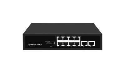 China 10 Port Full Gigabit PoE Fiber Switch 8 PoE 2 Uplink 20Gbps Bandwidth for sale