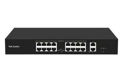 China 18 Port Gigabit PoE Switch 16 PoE 2 Uplink 250W IEEE802.3af at for sale