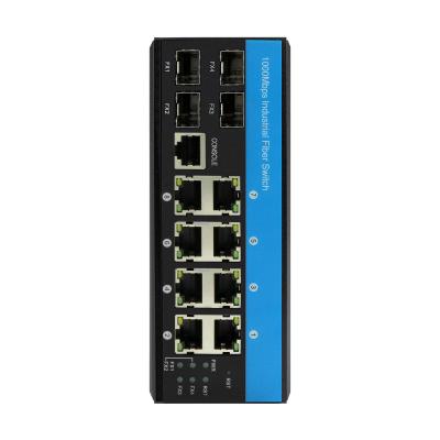 China Managed Industrial Ethernet Switch 8 Port Gigabit 4 SFP 12V 24V Din Rail IP40 -40 to 85C for sale