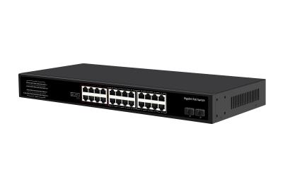 China 26 Port Gigabit PoE Switch with 24 PoE+ Ports and 2 SFP Slots 52Gbps Switching Capacity for sale