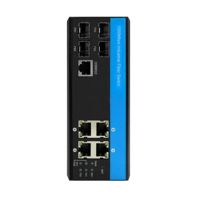 China Industrial Managed PoE Switch 4 RJ45 4 SFP 1000 Mbps RSTP MSTP 48V for sale