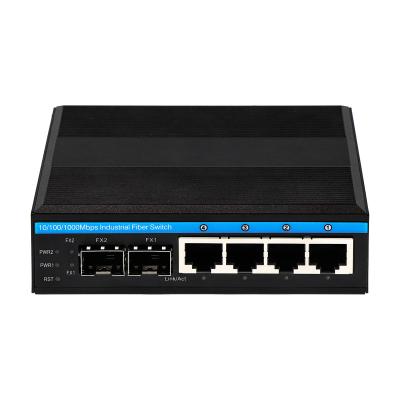 China Industrial Managed Switch 2 SFP 4 RJ45 10 100 1000Mbps 9 52V DC IP40 DIN Rail for sale