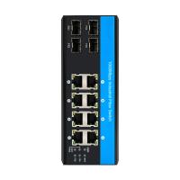China DC48V Gigabit Industrial PoE Fiber Switch 8 RJ45 4 SFP 10/100/1000Mbps for sale