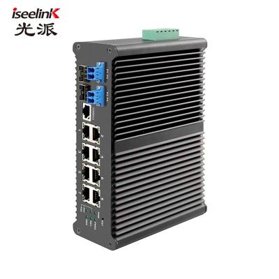 China Managed 10 Port Industrial Fiber Bypass Switch 10/100/1000Mbps 2.5G SFP 8 RJ45 for sale