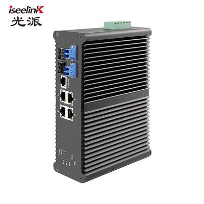 China Managed 6 Port Industrial Fiber Bypass Switch 10/100/1000Mbps DC48V 90W Din Rail for sale
