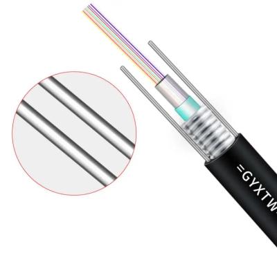 China Outdoor Duct GYXTW Cable 2-24 Cores G652D SM PE jacket Centroltube Aerial connecting for long distance  communication for sale