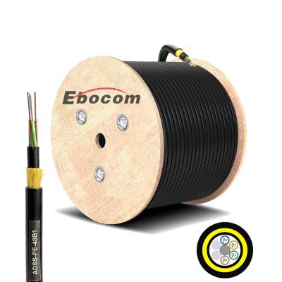 China 48 Core ADSS Fiber Optic Cable Single Mode SM G652D Aramid Yarn Double Sheath Double Jackets AT PE for sale
