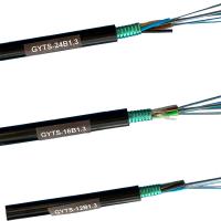 China Outdoor Duct Fiber Optic Cable GYTS Light Armored SM G652D MLT Stranded 12 24 48 Core With PE Jacket for sale