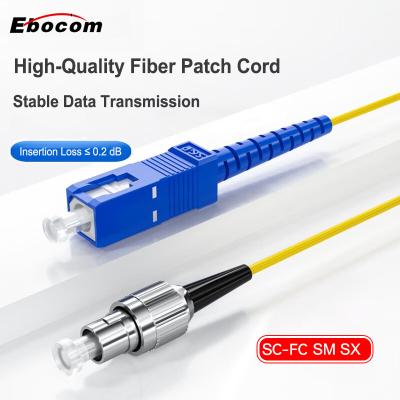China SC FC UPC Fiber Patch cord SM Single Mode G652D G657A1 Simplex 2.0mm 3.0mm 1m 3m 5m 100m for LAN Datacenter CATV for sale