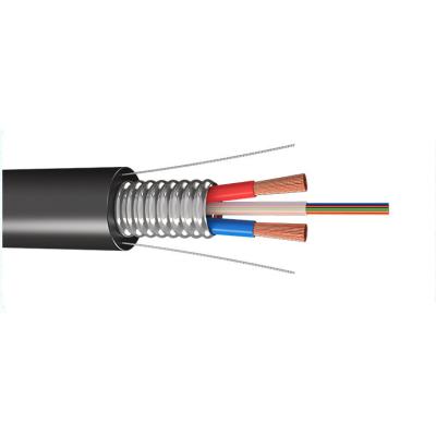China Photoelectric Composite Hybrid Optical Fiber Cable GYXTW RVV Armoured 12 Cores with Power Cable for sale