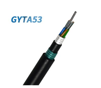 China Manufacturer Double sheath GYTA53 24 Cores Single Mode Armored Underground Fibre Optic Cable for sale