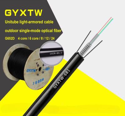 China G652D GYXTW 24 Core Armored Outdoor Optical Cable Central Loose Tube Steel Wire Strength Member PE Sheath for Direct Buried Use for sale