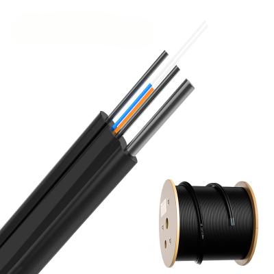 China GJYXCH G652D 2 Core Drop Fiber Optic Cable Indoor Outdoor Black LSZH Jacket FTTH Aerial Installation for sale