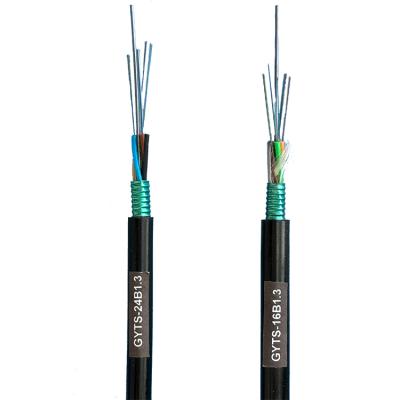 China Durable GYTS 24 Core Steel Tape Armored Fiber Optic Cable Loose Tube PE Sheath for Outdoor Direct Burial and Long Distance Communication for sale