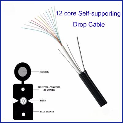 China 12 Core Outdoor FTTH Drop Cable – Loose Tube Design with Triple Steel Wire Strength Members for sale