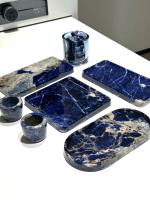 China Luxury Stone Brazil Cloisonne Natural Blue Marble Plate and Cup for Table Serving Tray , Storage Tray , Tea Tray for sale