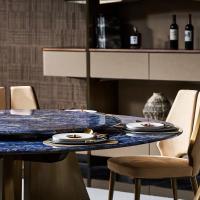 China Natural Blue Round Marble Dining Table Brazil Cloisonne Stone Dining Table For Home for sale