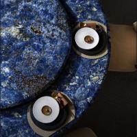 China Natural Blue Round Marble Dining Table Brazil Cloisonne Stone Dining Table For Home for sale