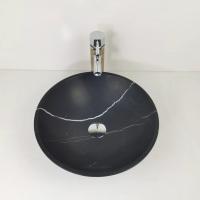 China Natural Nero Marquina Black Stone Kitchen Sink Marble Vessel Sink OR Sink For Bathroom for sale