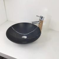China Natural Nero Marquina Black Stone Kitchen Sink Marble Vessel Sink OR Sink For Bathroom for sale
