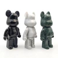 China Fancy Decorative Customized Marble Crafts Violent Bear BearBrick Statue Ornaments Marble for Home Decoration for sale